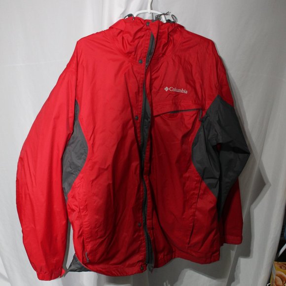 Columbia | Jackets & Coats | Columbia Red And Grey Packable Rain Jacket ...